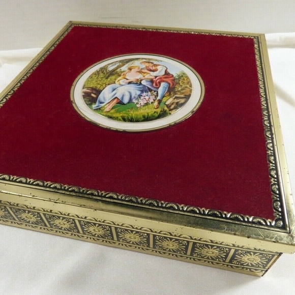 Accents | Vtg Made In Western Germany Tin Metal Candy Trinket Box Red ...